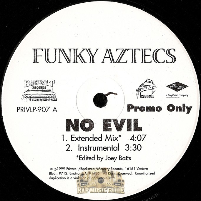 Funky Aztecs - No Evil / Morena: Promo, Single. Record | Rap Music Guide